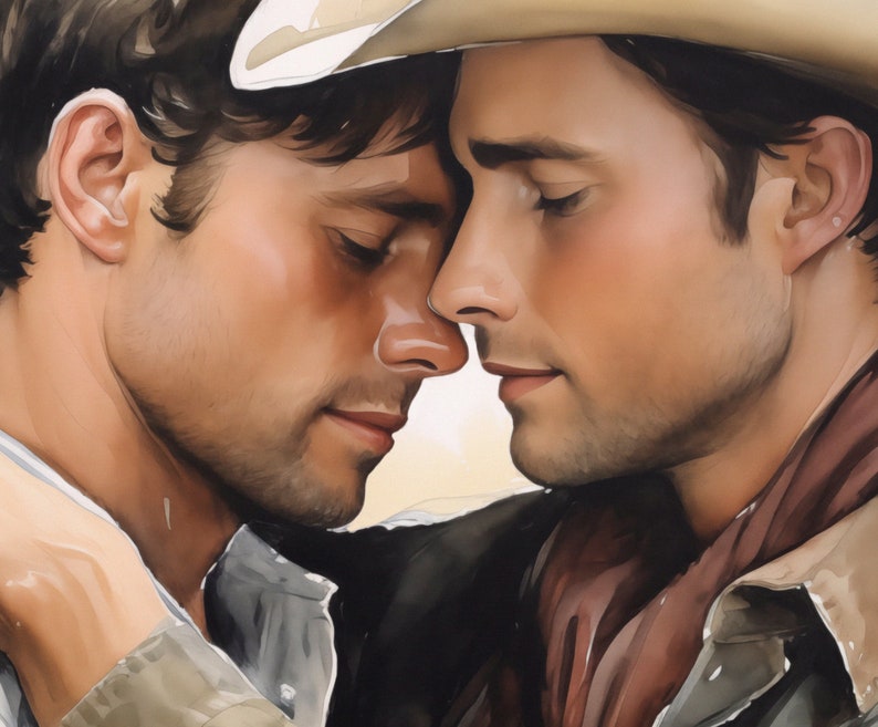 Gay Cowboys Art, Lgbtq Painting, Gay Romance, Pride Month Painting ...