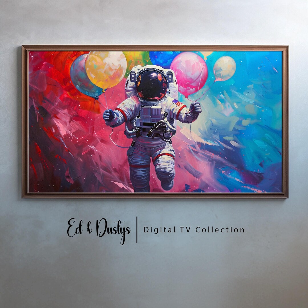 Samsung Frame TV Art, Vintage Nasa Oil Painting, Space Art, Colorful ...