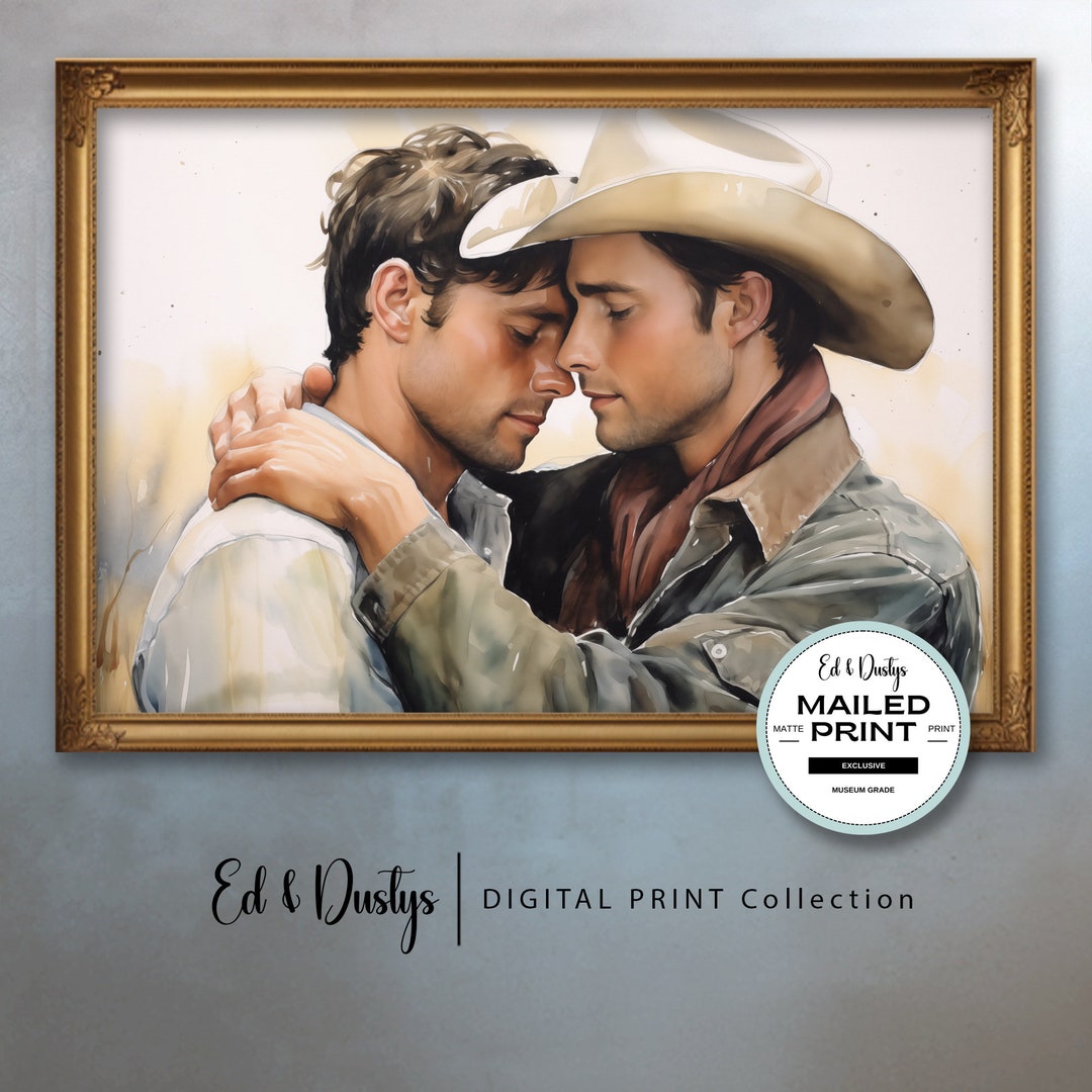 Gay Cowboys Art, Lgbtq Painting, Gay Romance, Pride Month Painting ...