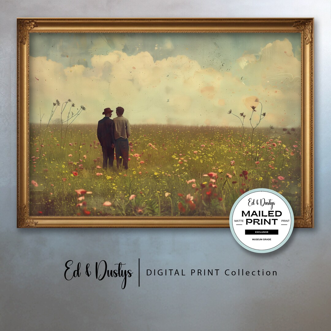 Vintage Lgbtq Art, Vivid Lgbtq Portrait, Colorful Pride Painting, Men ...