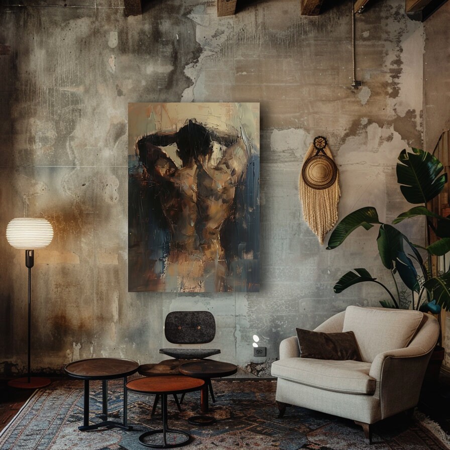 Gay Abstract Canvas Painting, Gay Figure Art, Lgbtq Painting, Pride ...