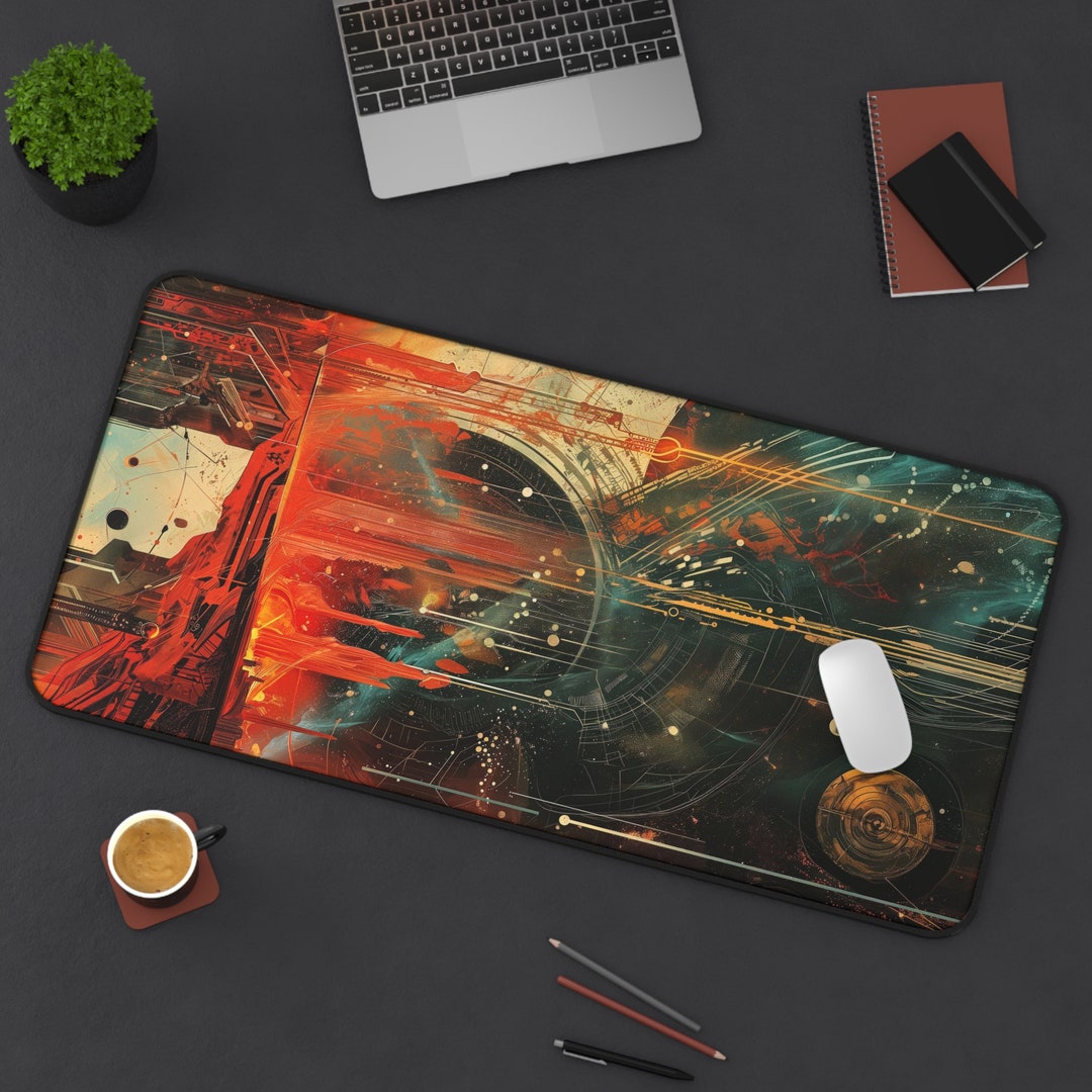 Modern Painting Desk Mat, Abstract Colorful Scit-fi, Laptop Desk Pad ...