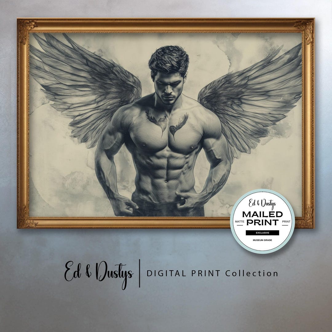 Male Figure Abstract Art, Modern, Lgbtq Portrait Sketch, Angel Charcoal ...