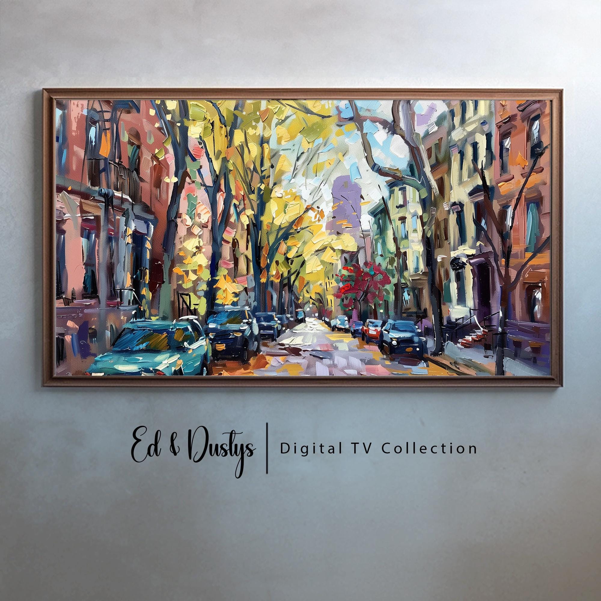 Samsung Frame TV Abstract Art, New York Tv Art, Boho Painting, Mid ...