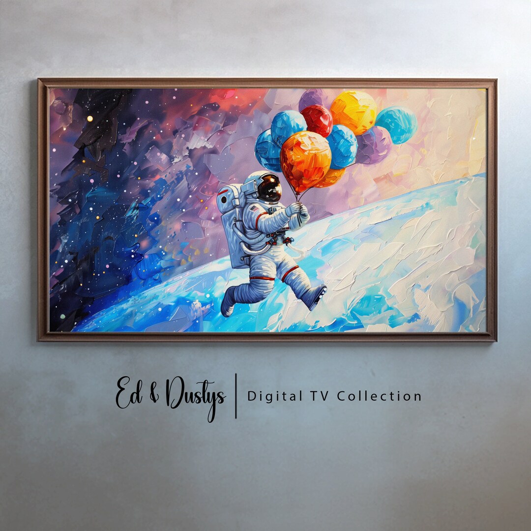 Samsung Frame TV Art, Vintage Nasa Oil Painting, Space Art, Colorful ...