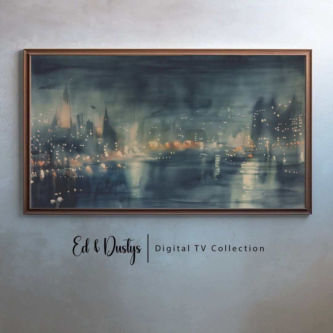 Samsung Frame TV Abstract Art, Modern Art, Blue Night City, Boho ...