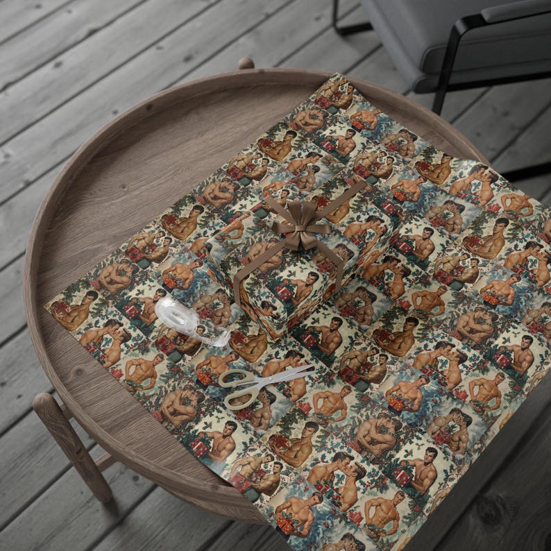 Gay Men Wrapping Paper, LGBTQ Pride Paper, Gay Christmas Wrapping Paper ...