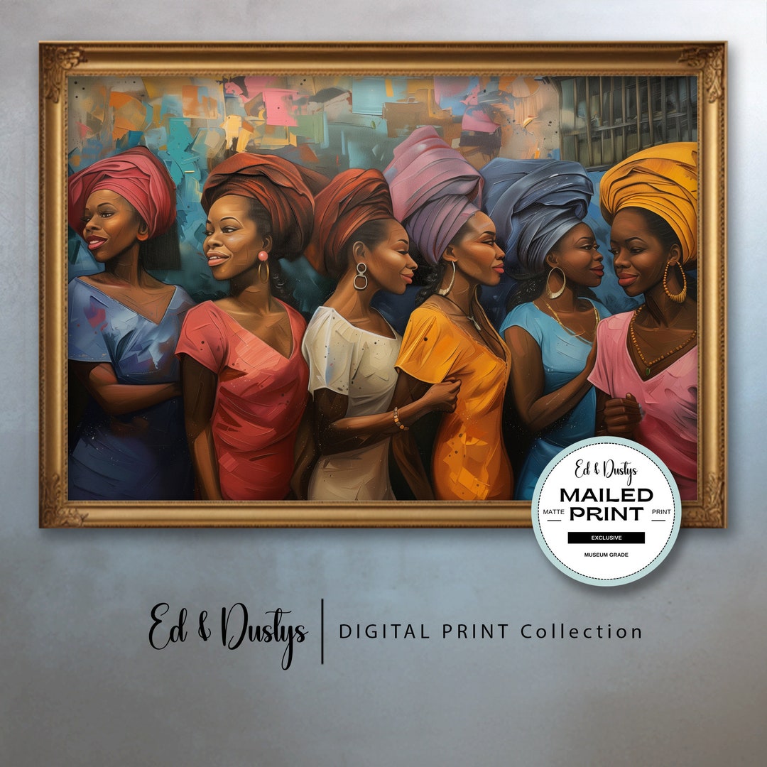 Vintage African Oil Painting, African American Women, Neutral Wall Art ...