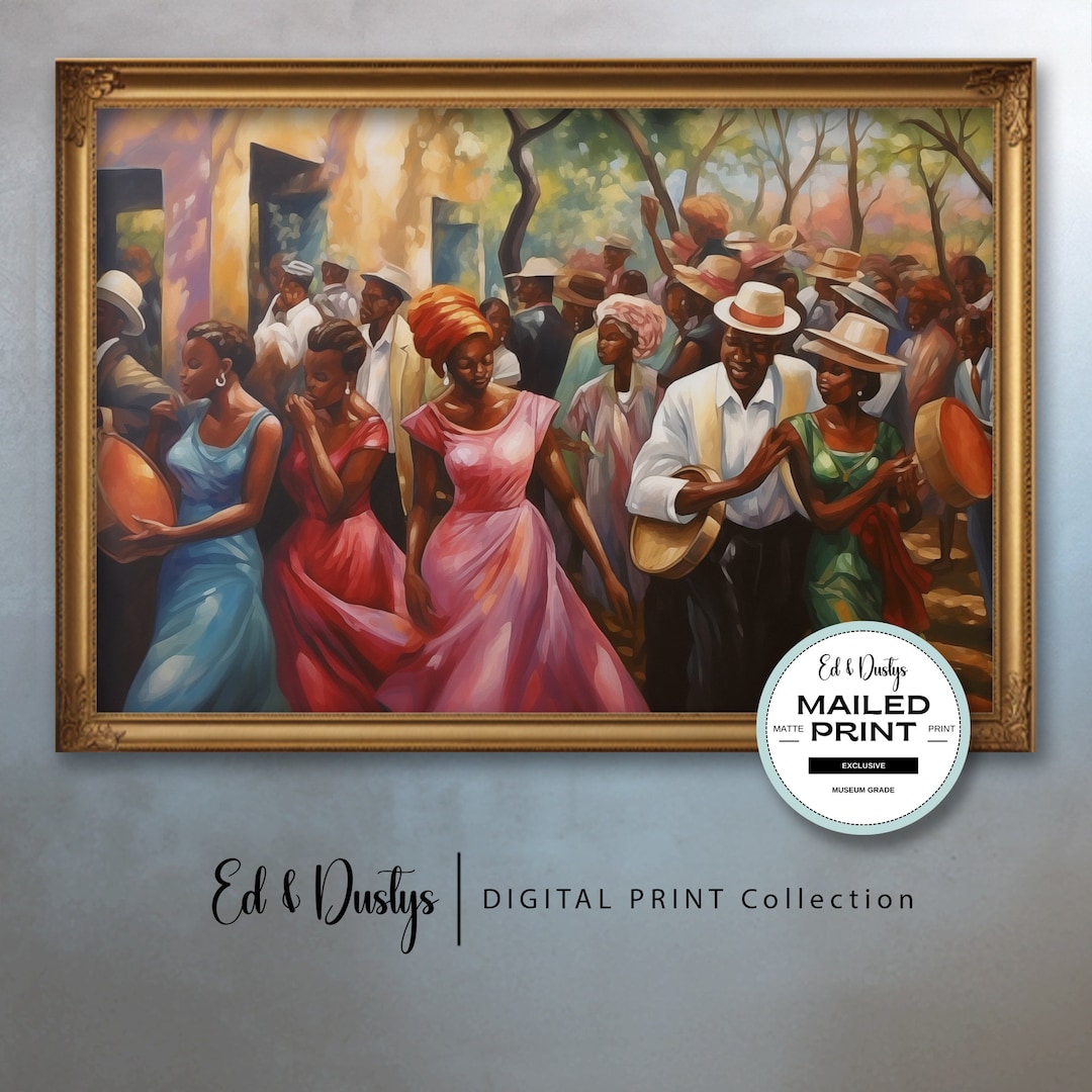 Vintage African Oil Painting, African American People, Neutral Wall Art ...