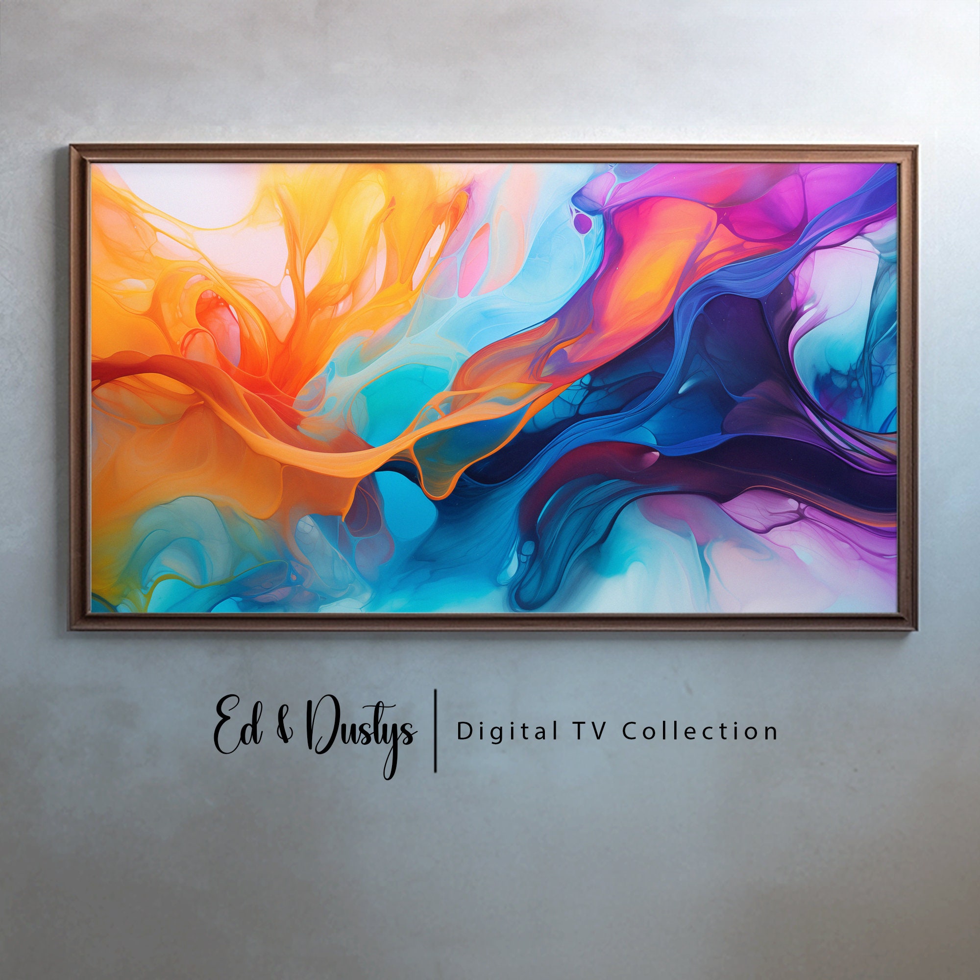 Samsung Frame TV Abstract Art Modern Art Vivid Colors Boho Painting Mid ...