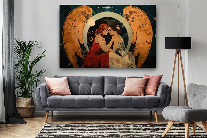 LGBTQ Wall Decor, 1920s Style Lesbian Art Canvas , Sapphic Art, Lgbtq ...
