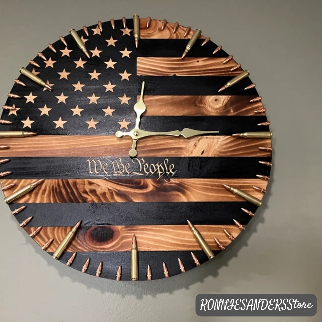 We the People Clock, Rustic USA Clock, USA Flag Clock, USA Wall Clock ...