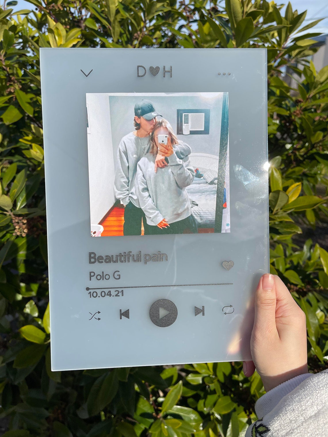 Custom Personalised Spotify Song Photo Music Plaque Frame - Couple ...