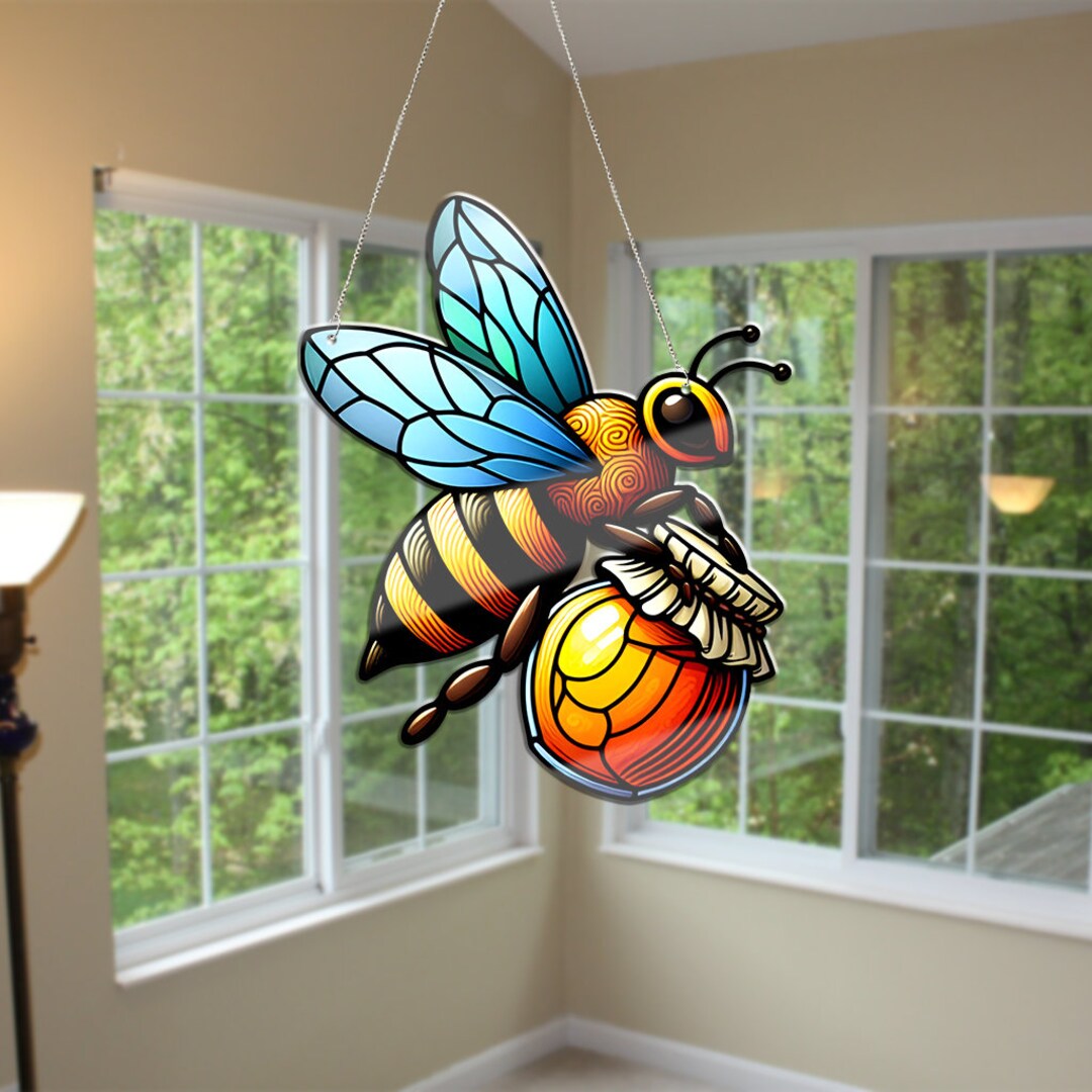 Honey Bee Acrylic Window Hanging, Honey Bee Garden Decor, Bee Lovers ...