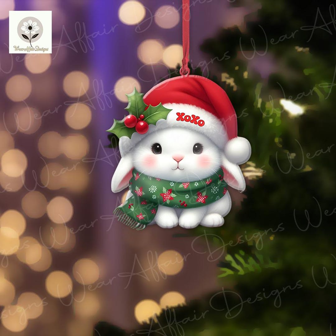 Personalized Bunny Christmas Ornament, Unique Christmas Decor, Rabbit ...