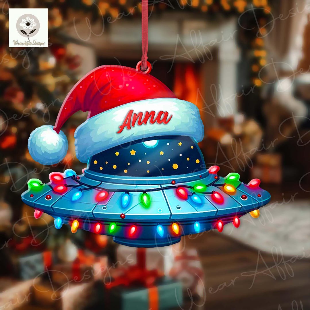 Personalized UFO Christmas Ornament, Xmas Tree Decoration, Christmas ...