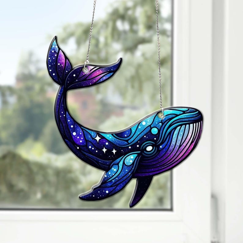 Galaxy Whale Acrylic Window Hanging, Mystical Whale Art, ACRYLIC ...