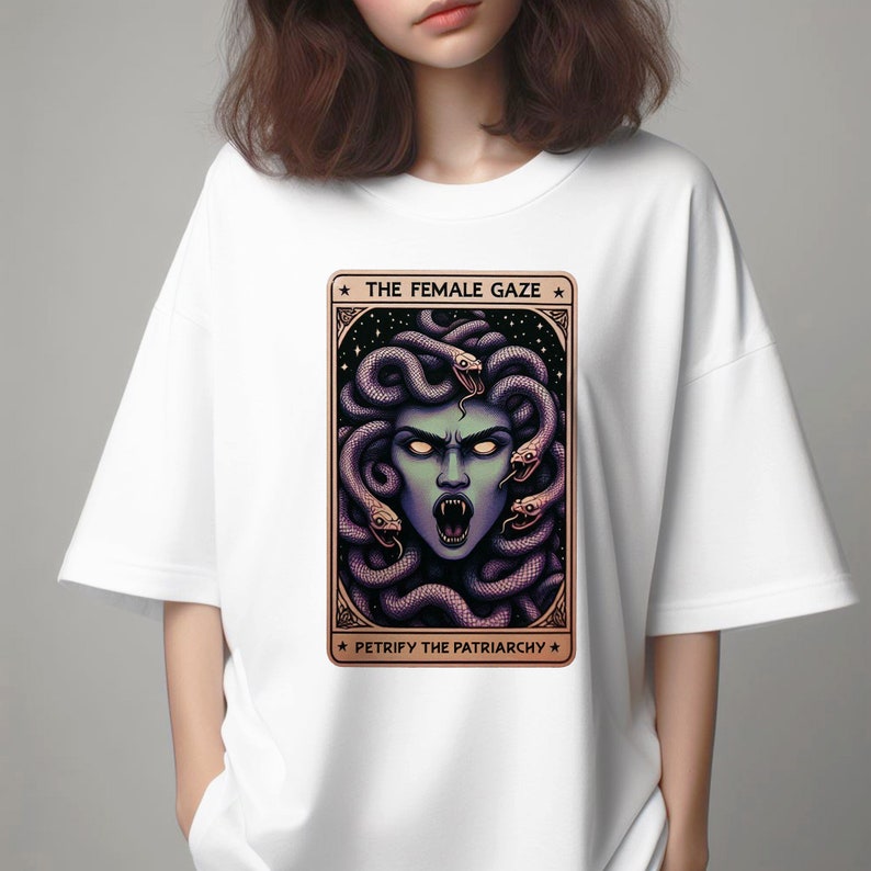 The Female Gaze Tarot Card Png Digital Download, Floral Medusa Png ...