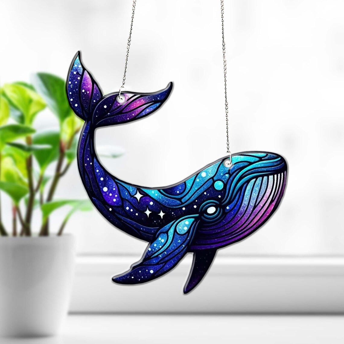 Galaxy Whale Acrylic Window Hanging, Mystical Whale Art, ACRYLIC ...