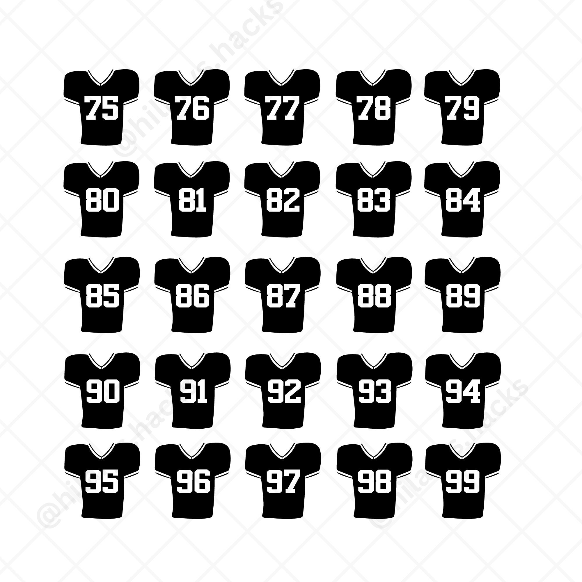 Football Jerseys Numbered 0-99 Digital Download (SVG & PDF) - Etsy