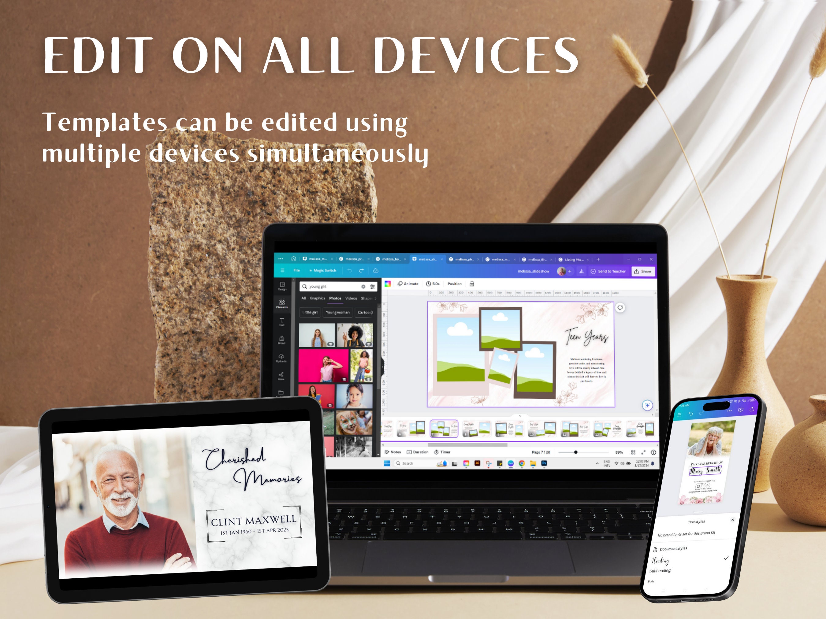 Editable Funeral Program Folded Template, Printable Bifold Booklet ...