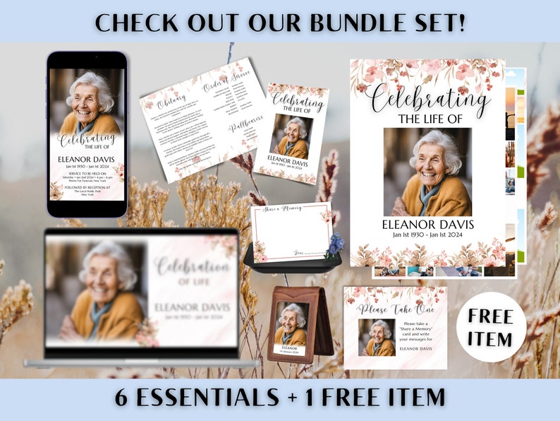 Printable Loved One's Photocard Memorial Keepsake, Funeral Memento ...