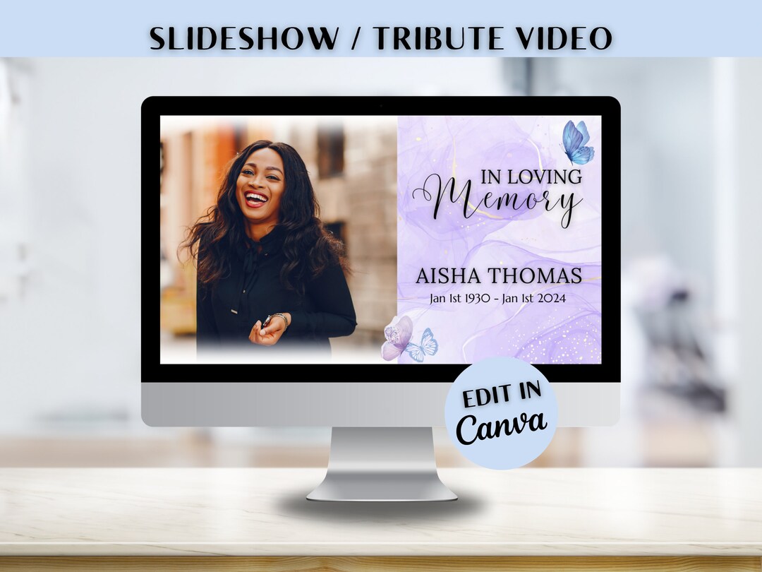 Purple Funeral Slideshow Editable Template, Tribute Memorial Video ...