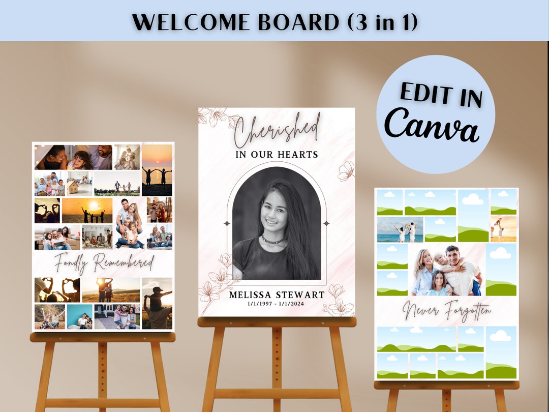 Funeral Welcome Sign, Memorial Sign Funeral Decor, Editable Celebration ...