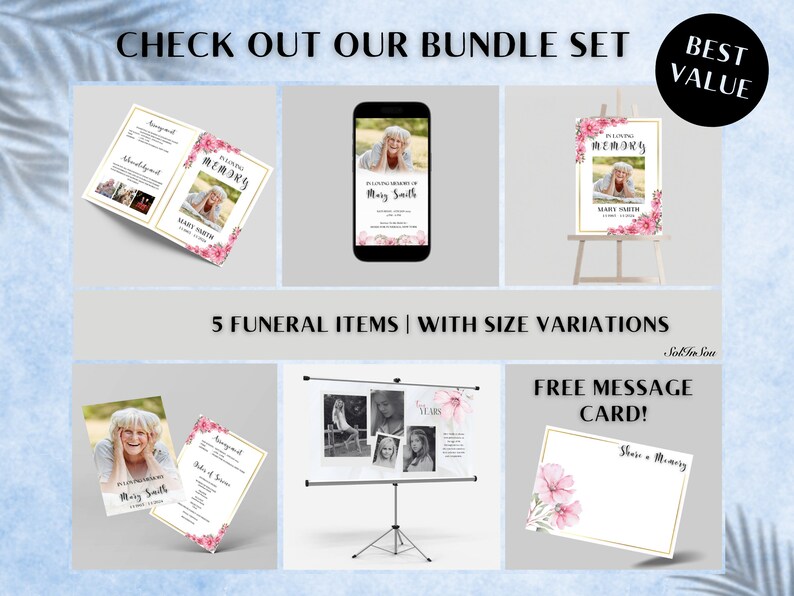 Pink Funeral Program Template 2-page Funeral Program Pink Flowers Gold ...