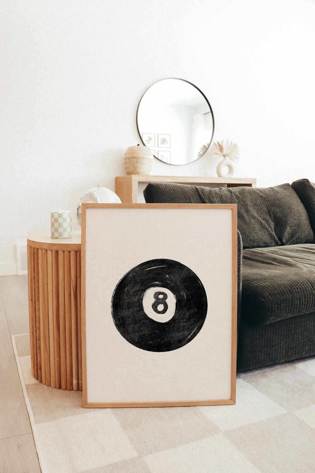 8 Ball Wall Art, Pool Ball Wall Art, Retro Wall Art, Hand Drawn Wall ...