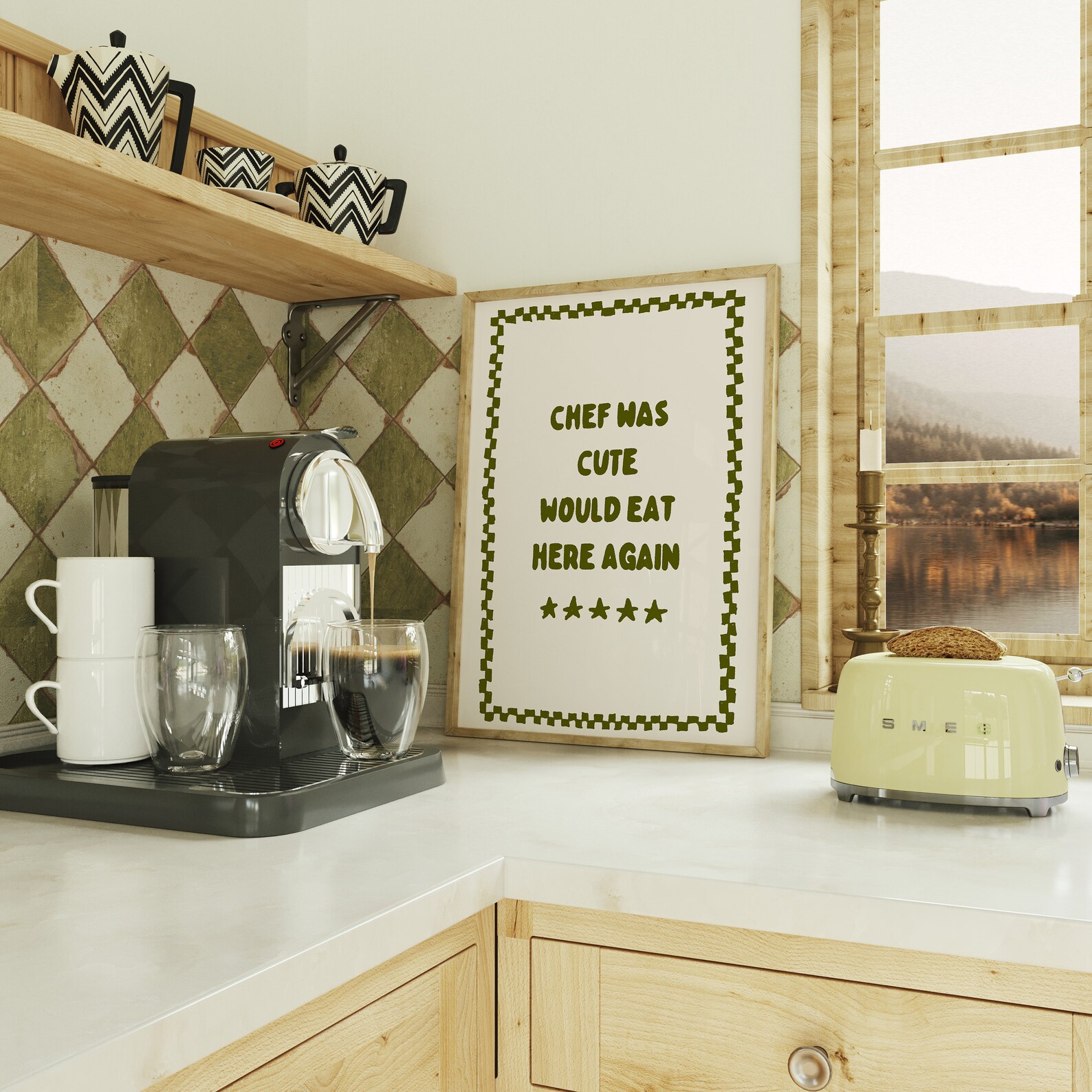 Chef Was Cute Wall Art, Funny Wall Art, Kitchen Wall Art, Kitchen Decor ...