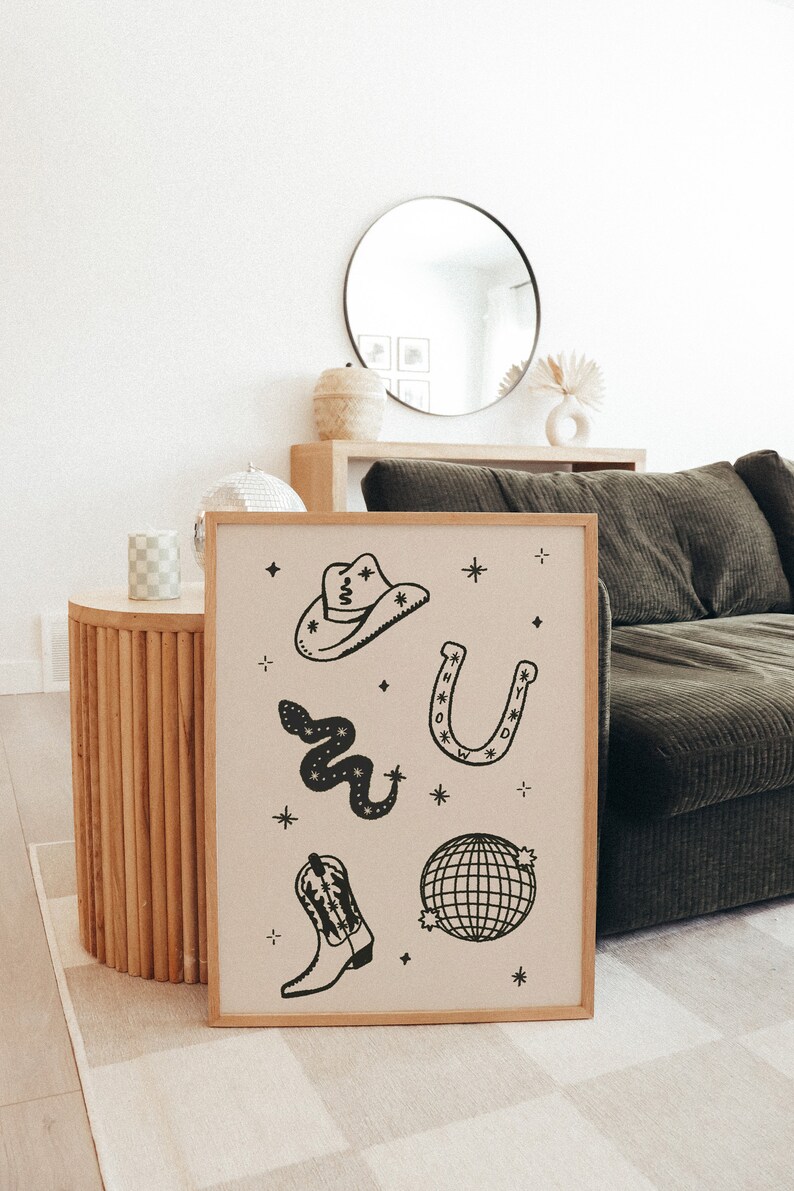 Disco Cowgirl Wall Art, Printable Art, Cowboy Wall Art, Western Cowgirl ...