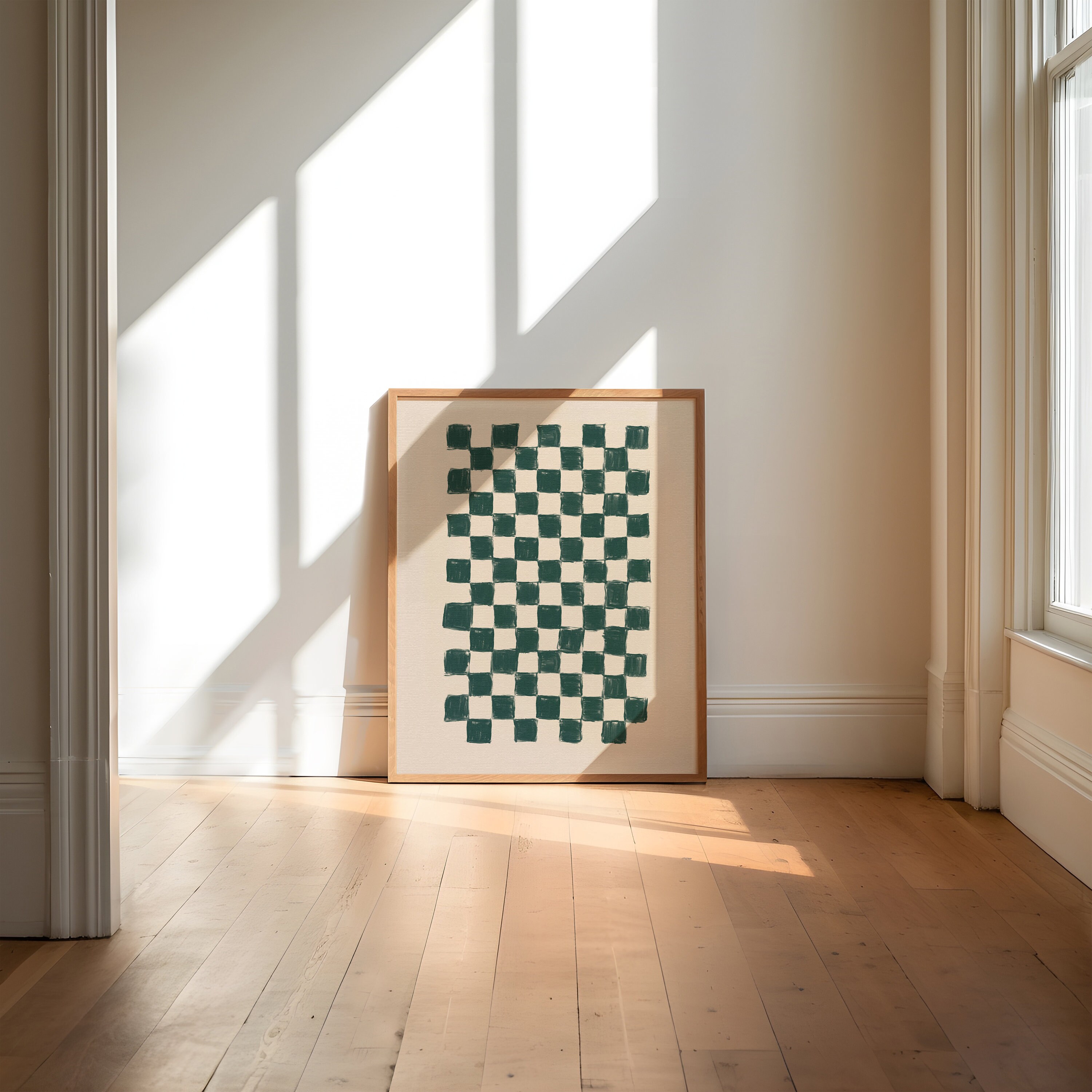 Checkered Art Print, Minimal Wall Print, Painted Wall Art, Vintage Wall ...