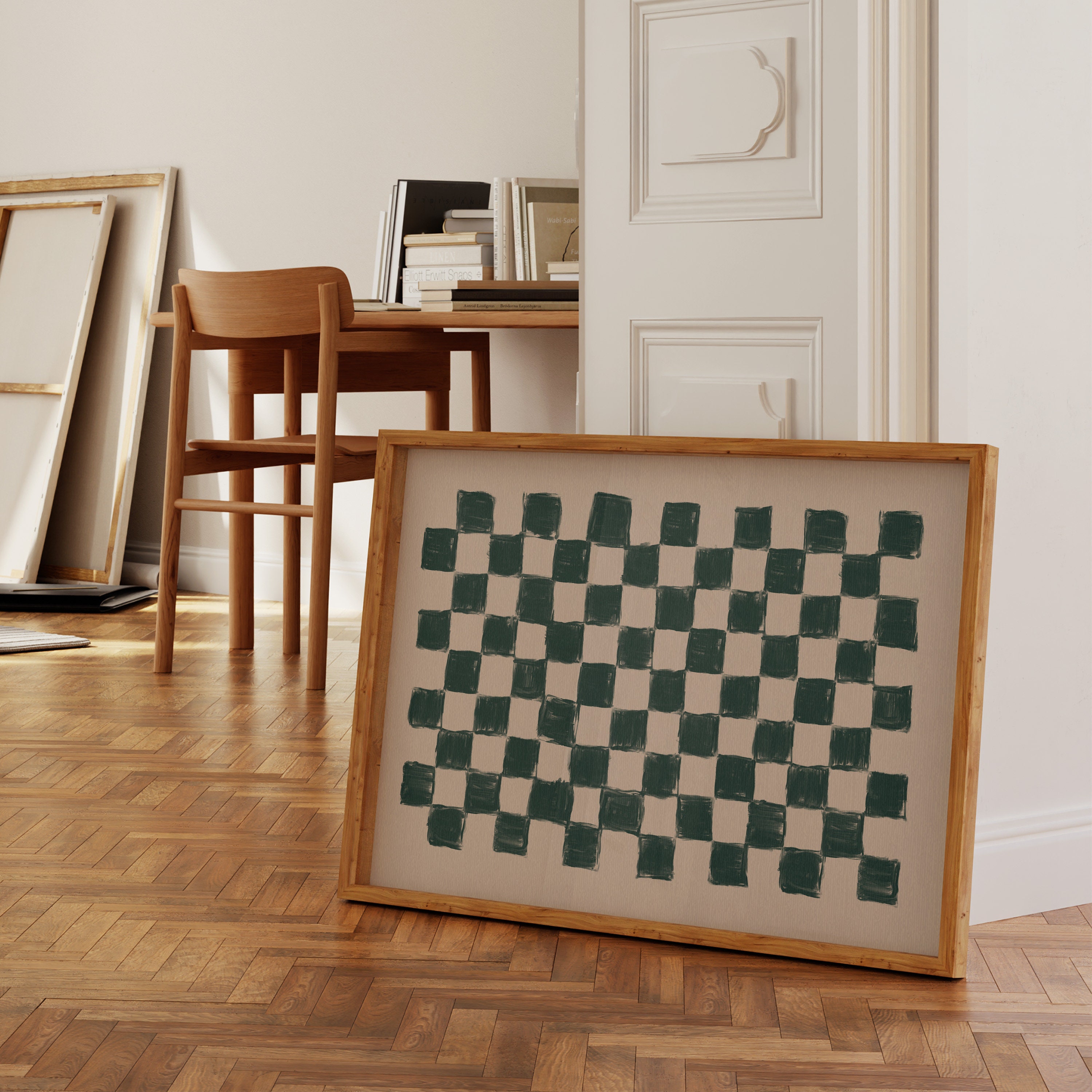 Checkered Art Print, Minimal Wall Print, Painted Wall Art, Vintage Wall ...