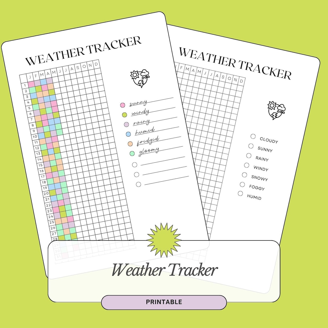 Weather Tracker, Yearly Weather Log, Seasonal Weather Log, Climate ...