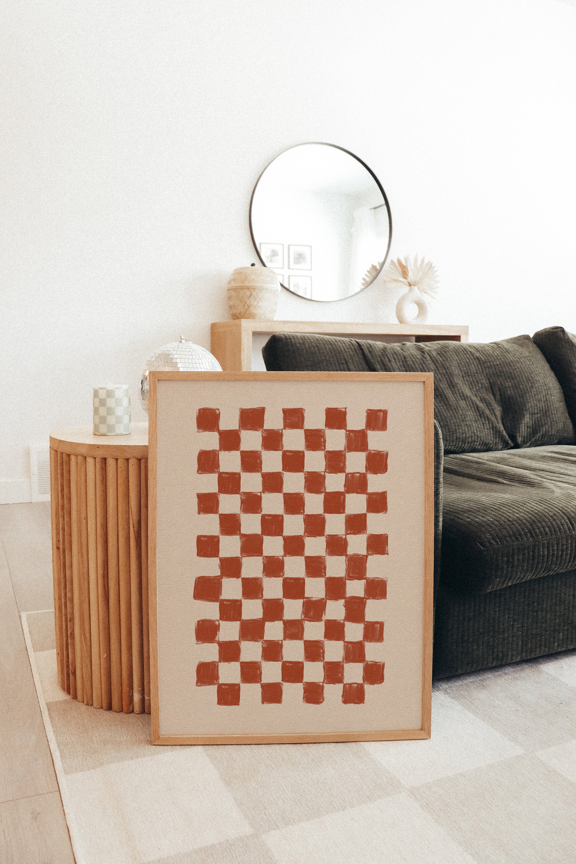 Checkered Art Print, Minimal Wall Print, Painted Wall Art, Vintage Wall ...