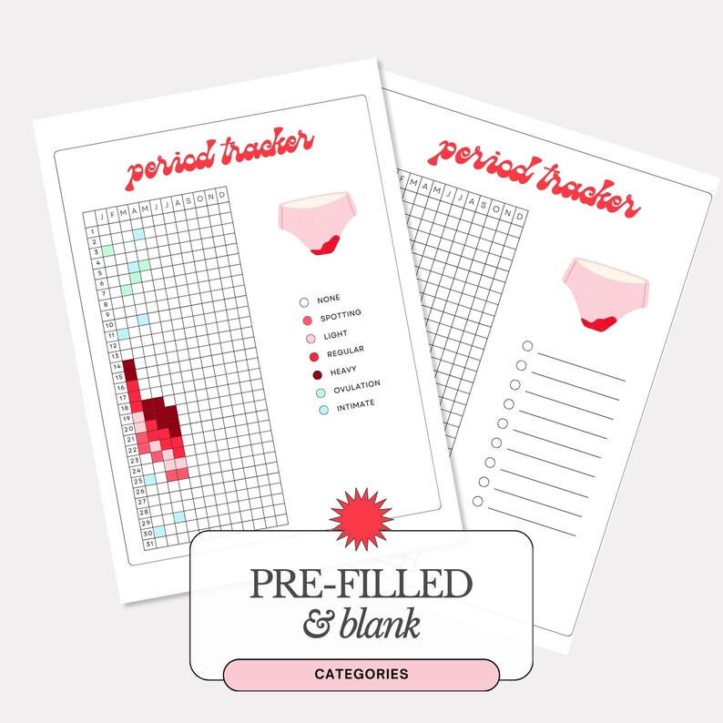 Period Tracker Printable, Menstrual Cycle Tracker, Period Log ...