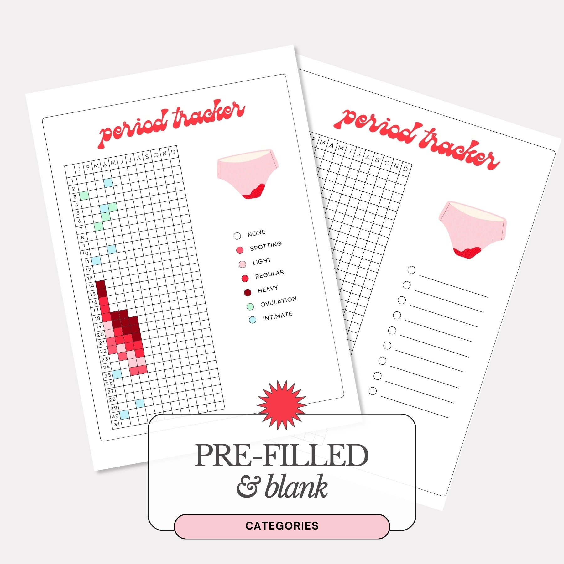 Period Tracker Printable, Menstrual Cycle Tracker, Period Log ...