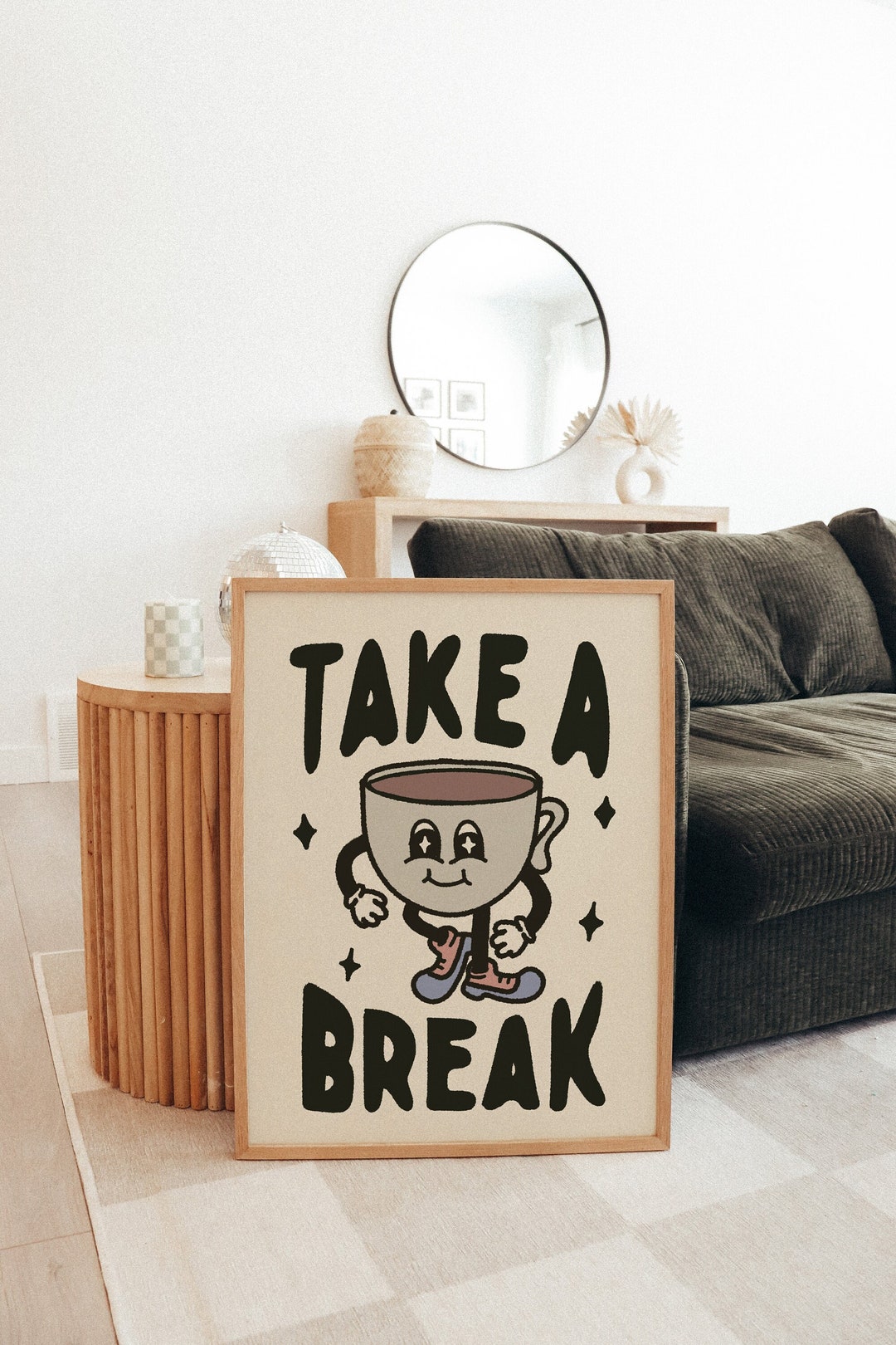 Take A Break Wall Art, Coffee Wall Art, Coffee Bar Poster, Retro Wall ...