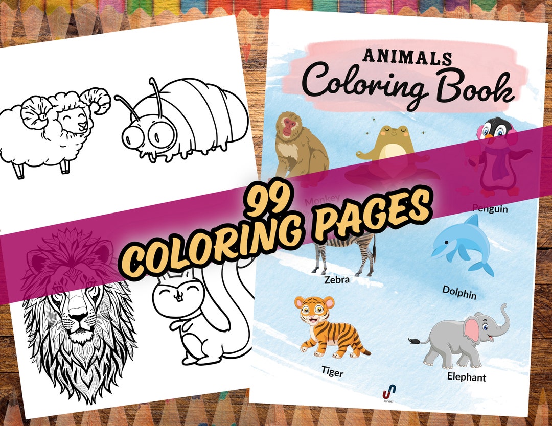 Animal Coloring Book: 99 Printable Pages for Kids (digital Download) - Etsy