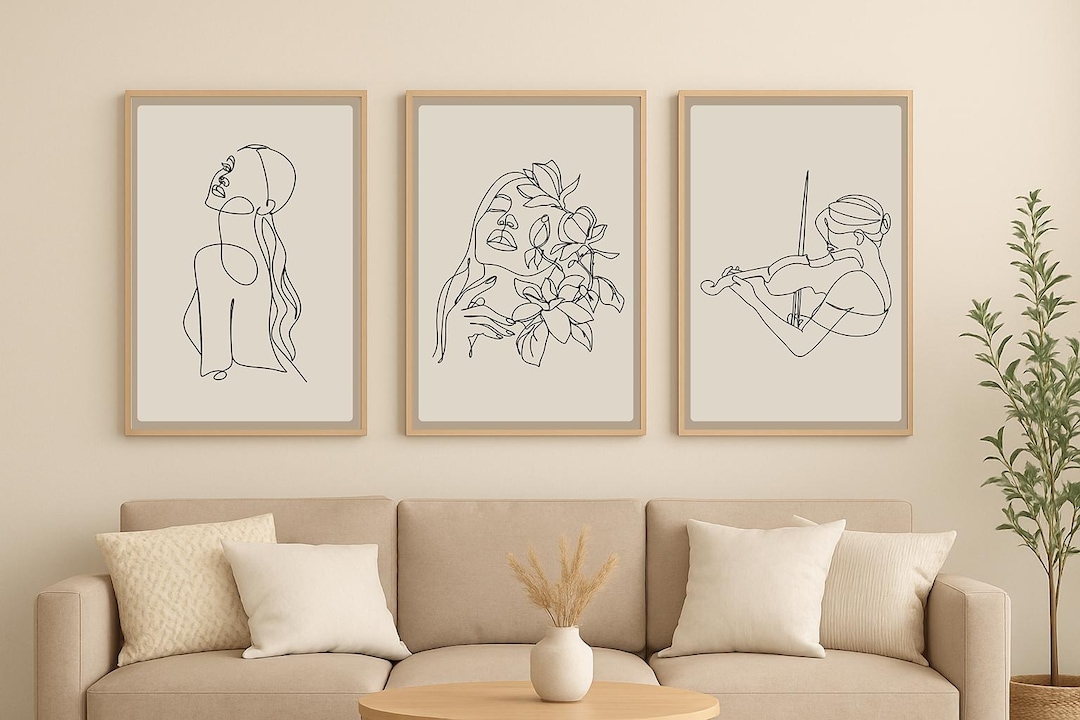 Minimalist Line Art Prints Set of 3: Modern Home Decor (digital ...