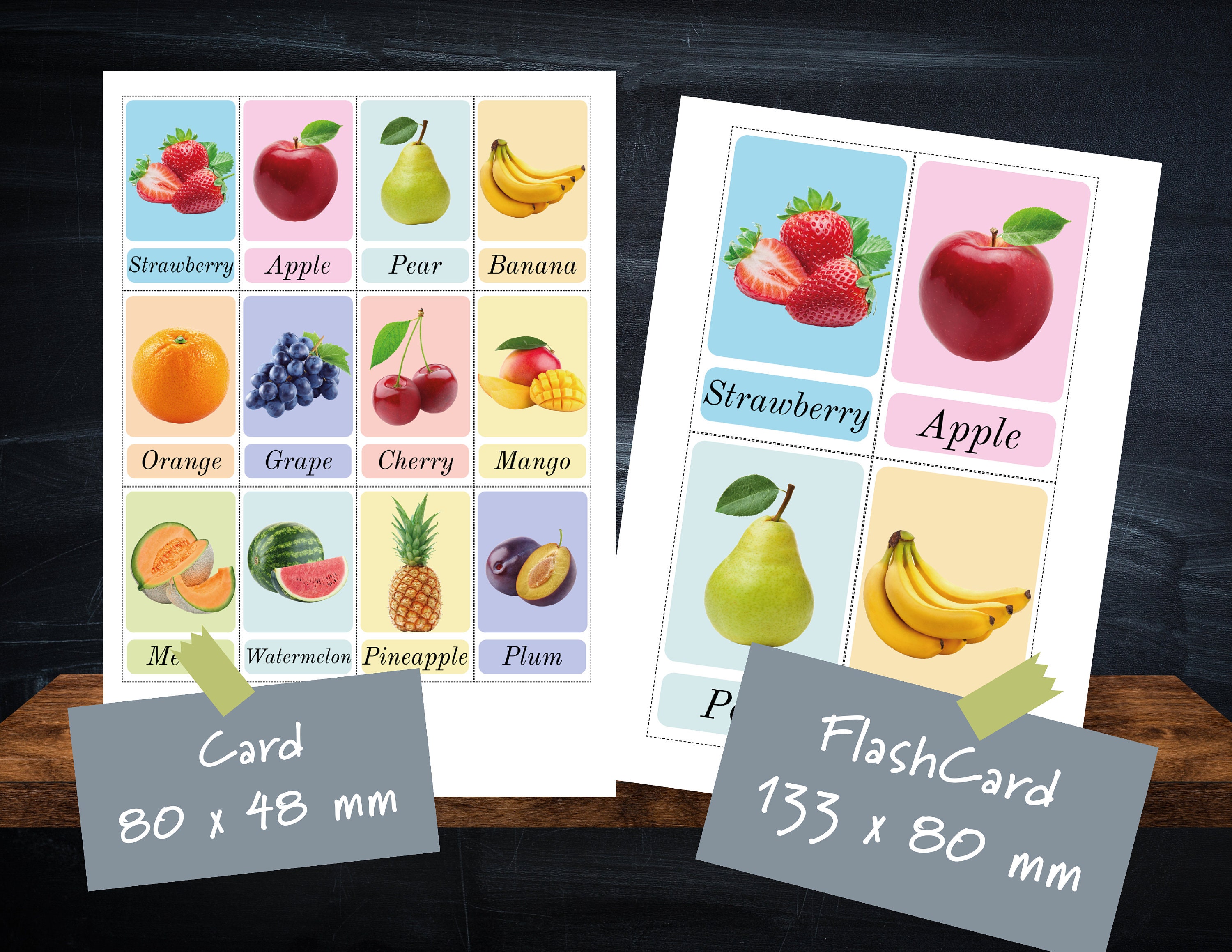 Fruits Flashcards: 25 Printable Montessori Cards (digital Download) - Etsy