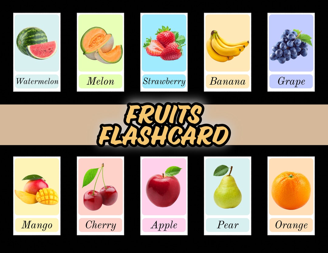 Fruits Flashcards: 25 Printable Montessori Cards (digital Download) - Etsy