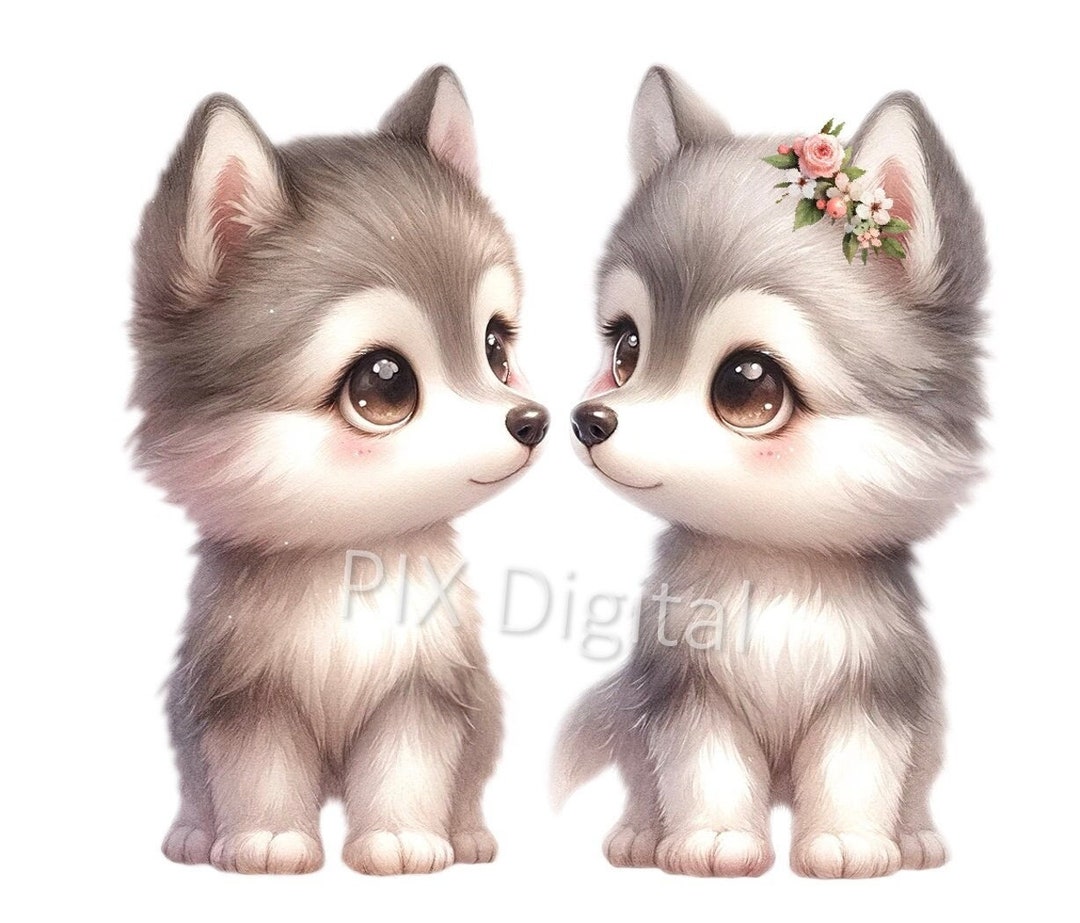 Two Warm Pleasurable Wolfs - Digital Image Wolfs PNG, Clipart Married ...