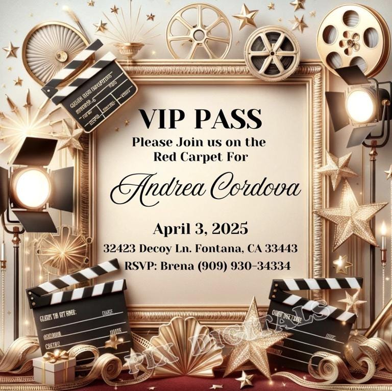 Stunning Movie Theater - Digital Image Invitation, Digital Theater JPG ...