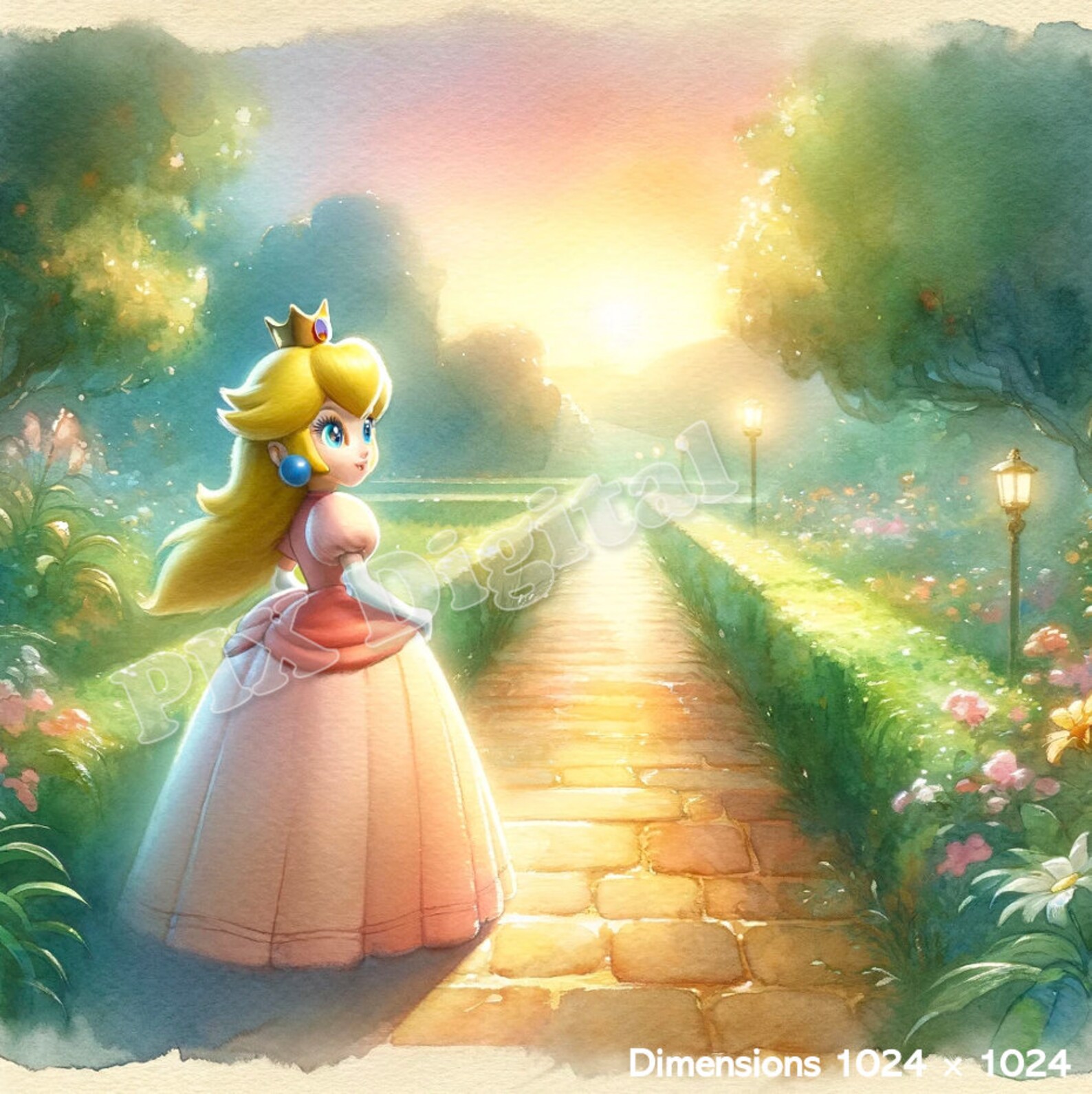 Princess Peach Garden Art Print – 4 Digital Jpgs (digital Download) - Etsy