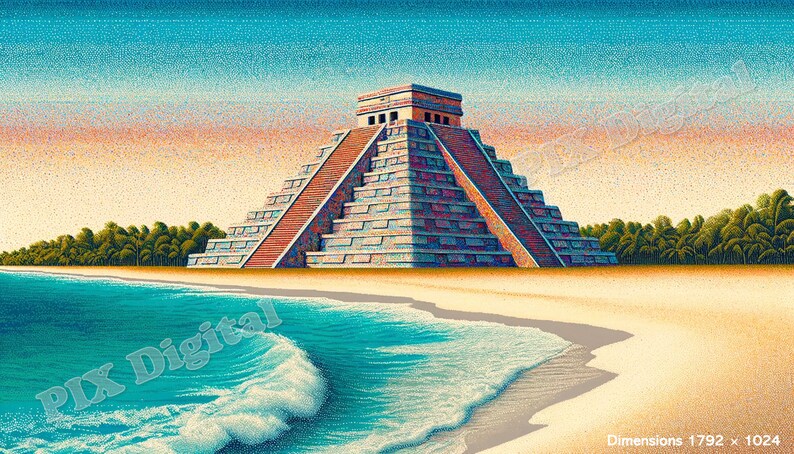 Tulum Civilization - 7 Digital Images, Mayan Pyramids Jpgs, Abstract ...