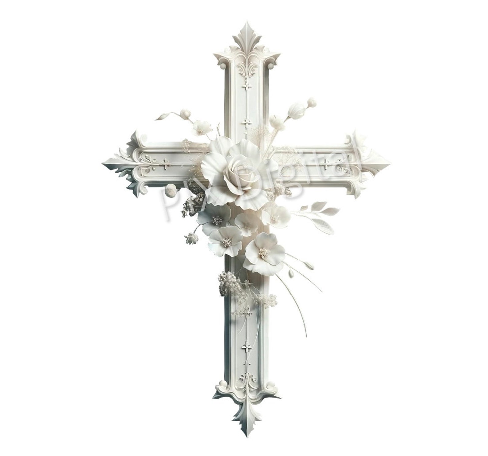 Elegant White Cross Digital Image PNG, Clipart Elegant Cross, High ...