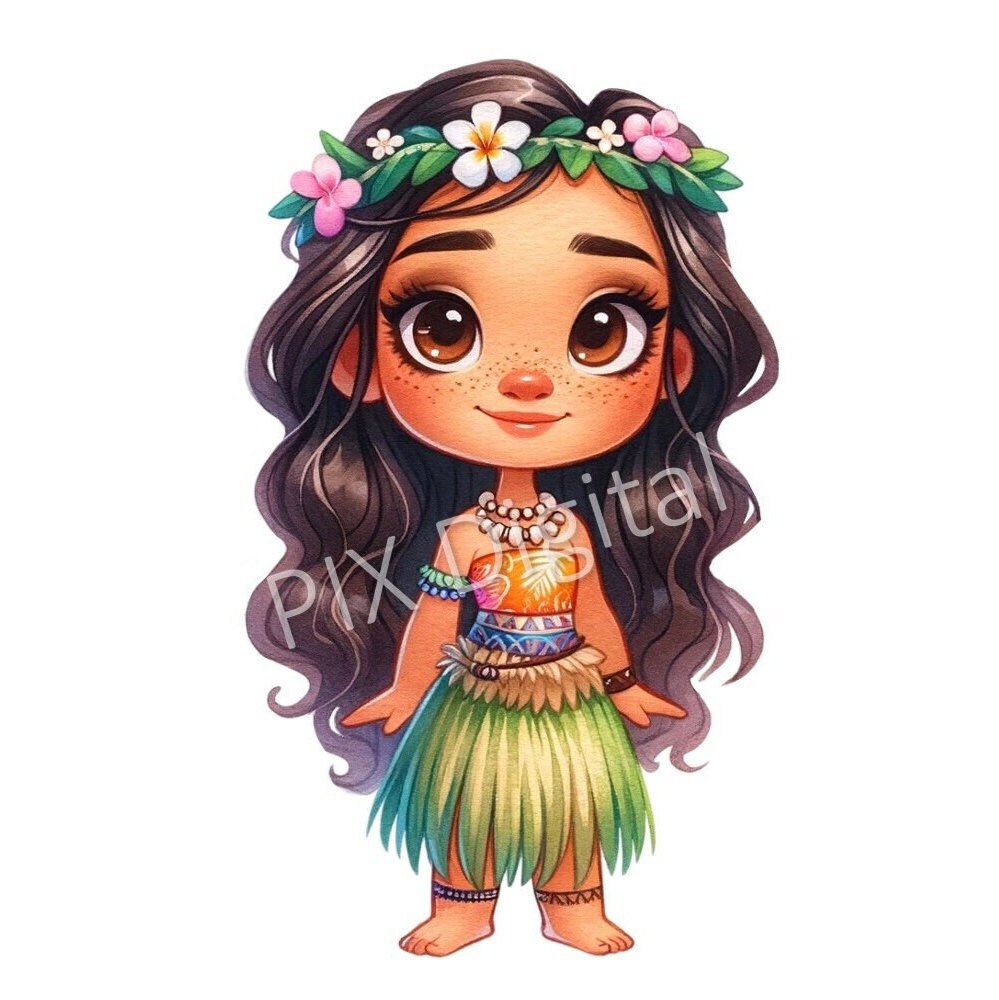 Cute Toddler Moana 4 Digital Images, Cliparts, Moana SVG, Moana PNG ...