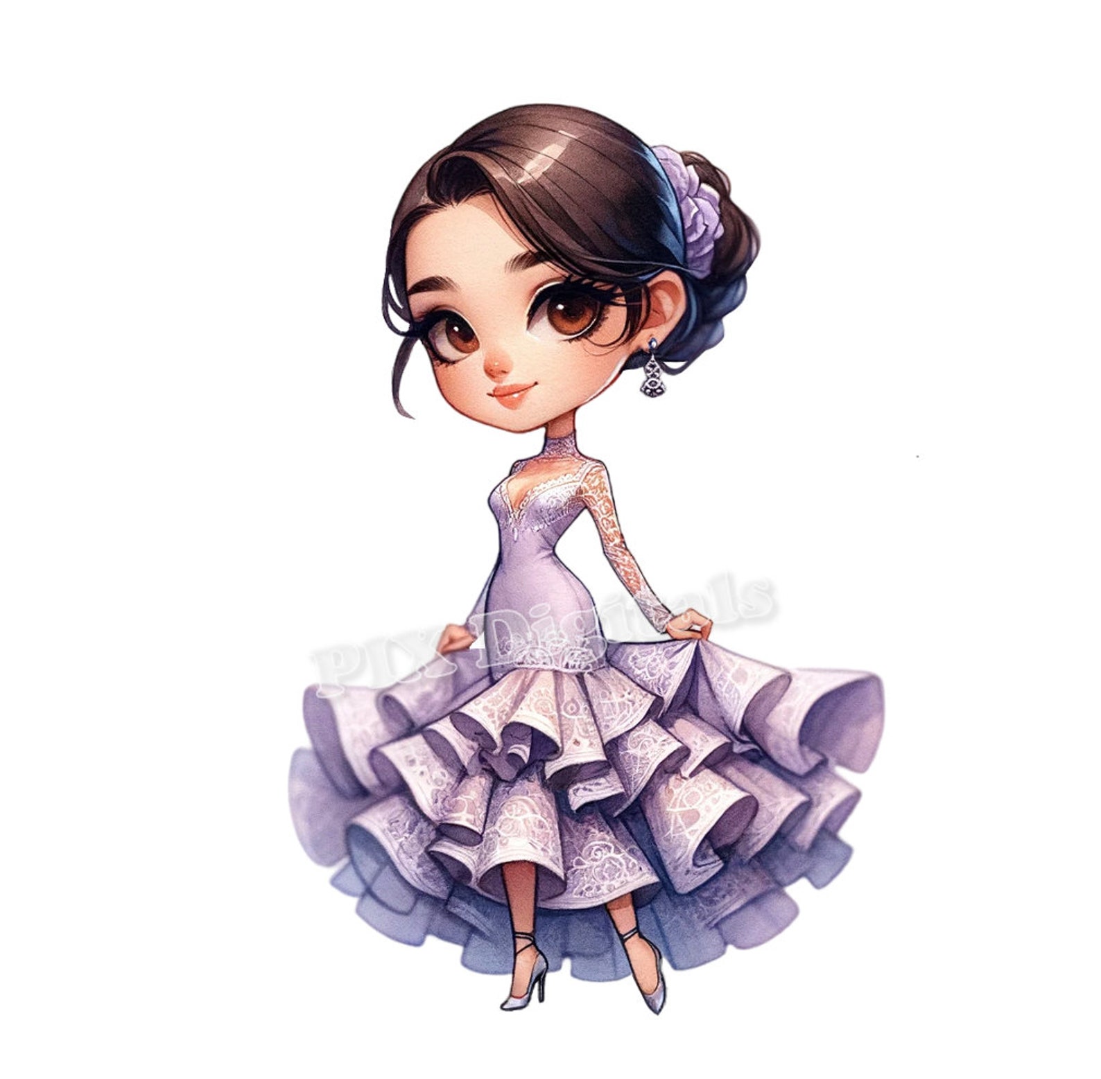 Soft Purple Moonlight Flamenco Dancer - Digital Image, Clipart Dancer ...